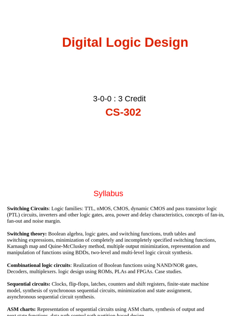 Digital Logic Design Fundamentals | PDF | Logic Gate | Field Effect ...