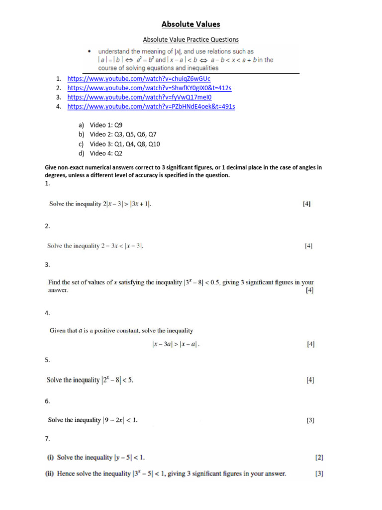 Algebra Worksheet | PDF