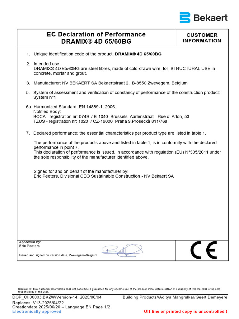 DOP - CI.00003.BKZW - en - 20250620 - 6560BG - DRAMIX 4D | PDF | Materials | Mechanical Engineering