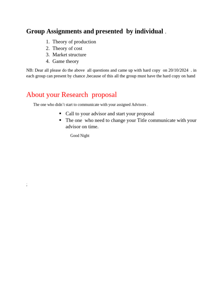 Group Assignments and Presented by Individual | PDF