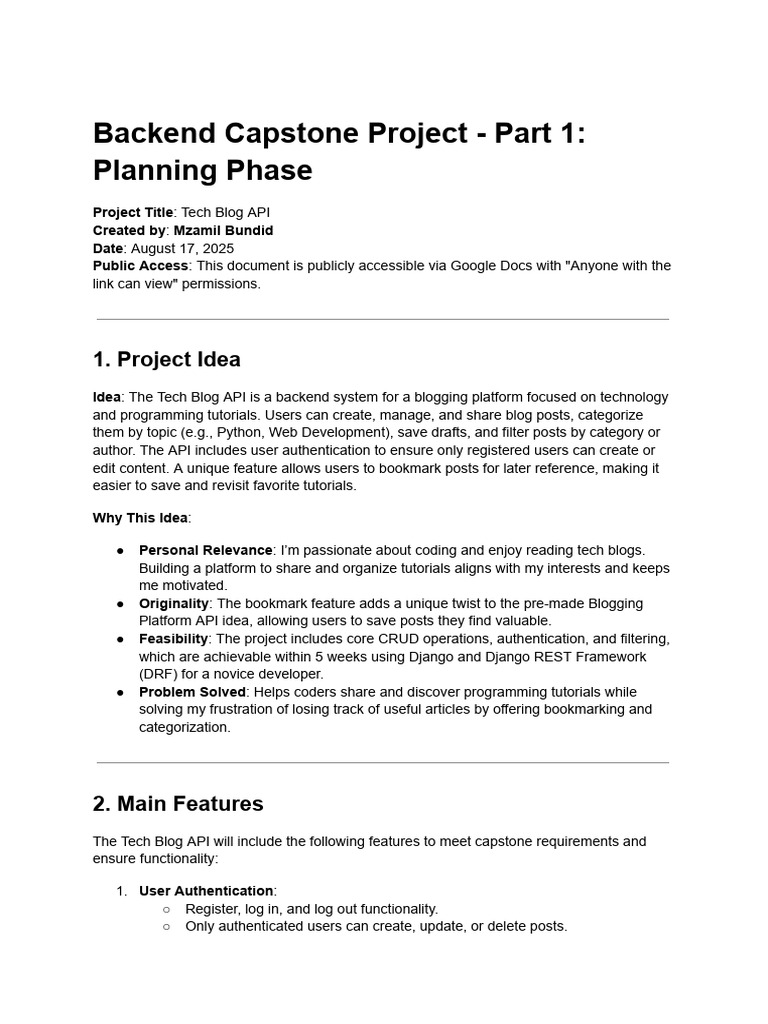 Backend Capstone Project - Part 1 - Planning Phase | PDF | Web ...