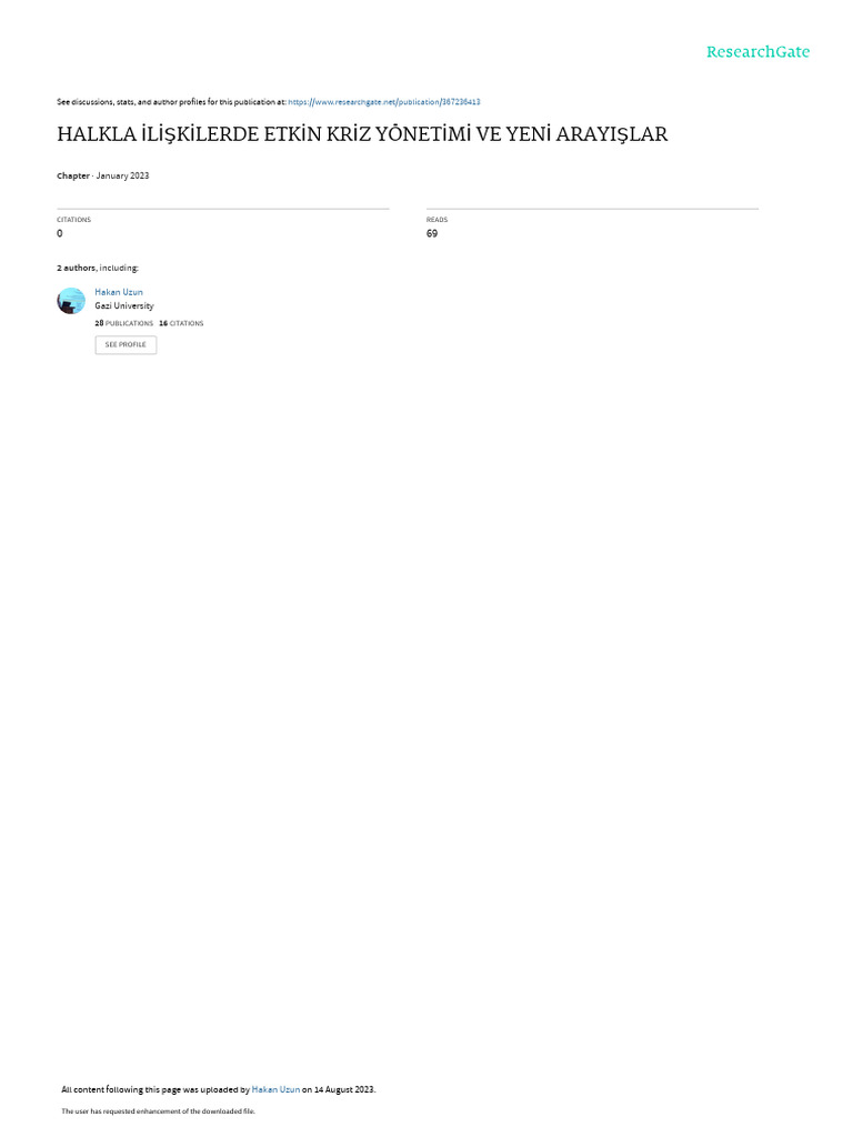 Halkla L K Lerde Etk NKR Z Yönet M Ve Yen Arayi LAR: January 2023 | PDF