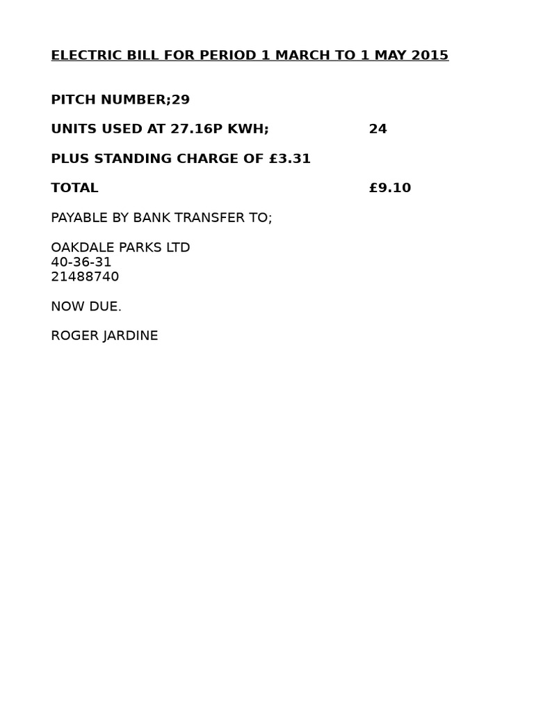 Electric Bill Template 25 | PDF