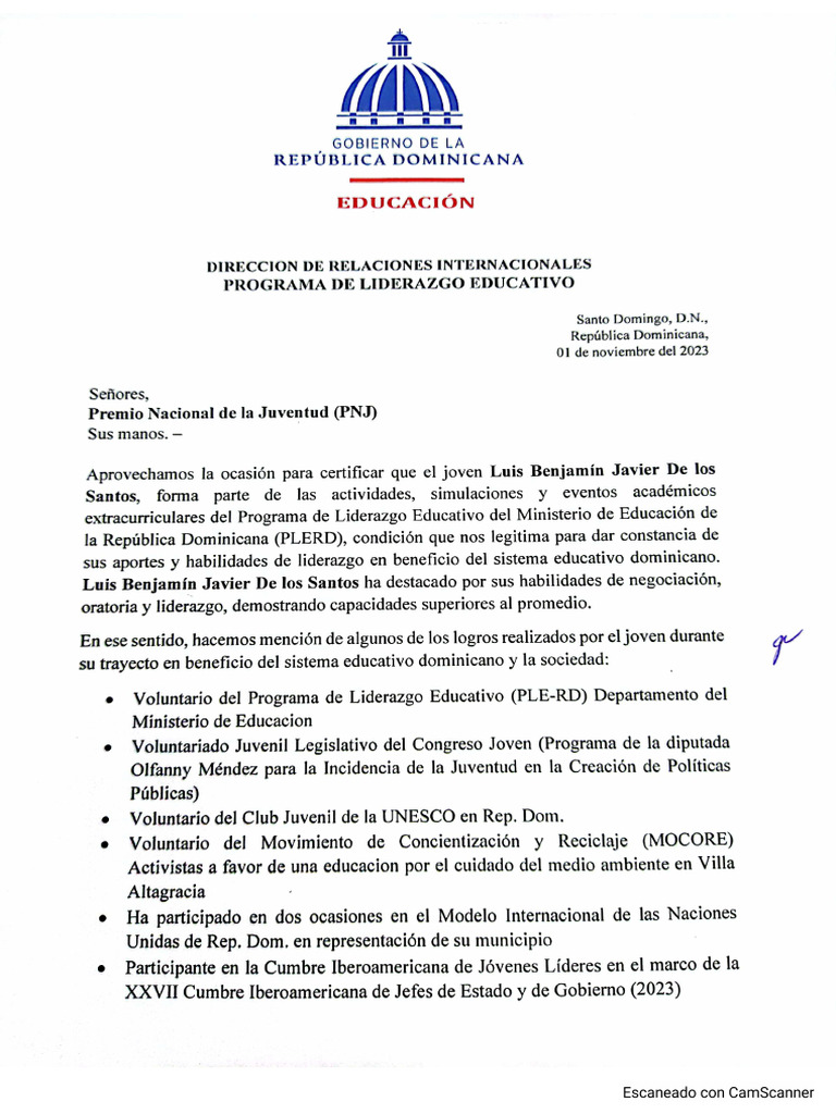 Certificación de Luis De Los Santos en MOCORE | PDF