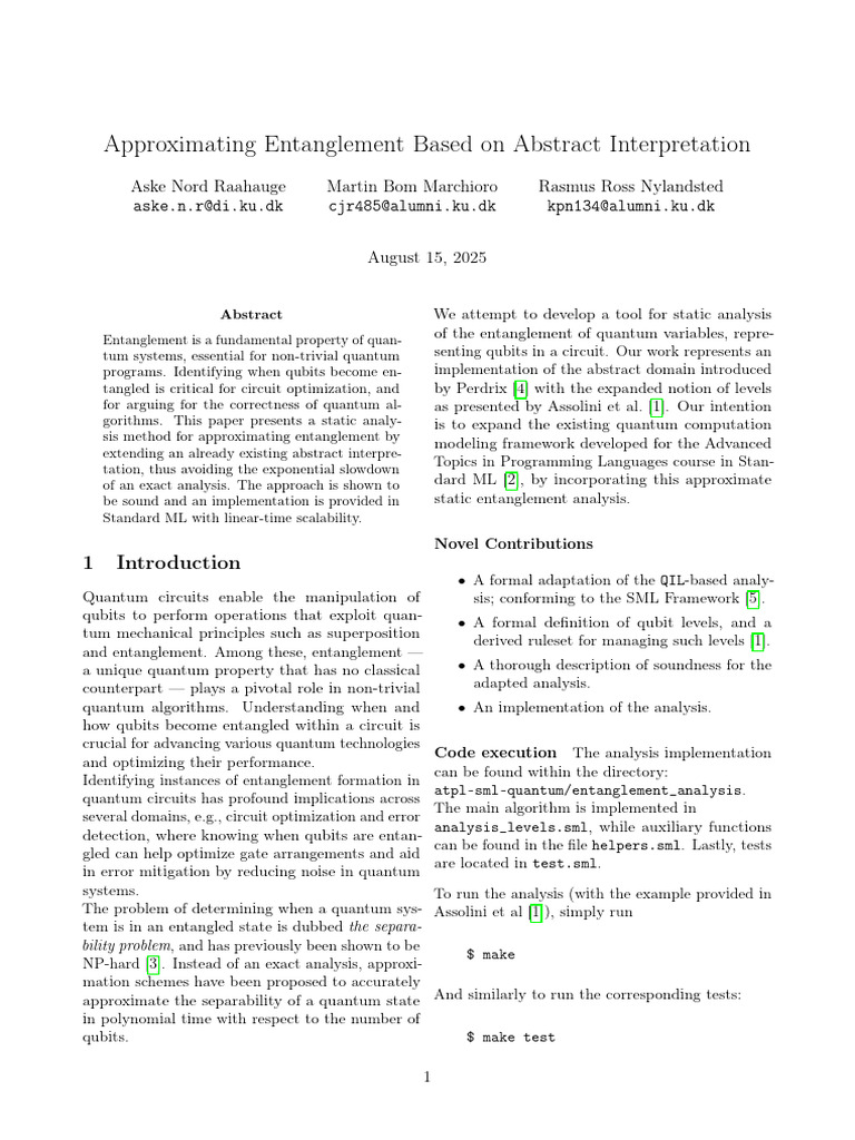 Approximating Entanglement Based On Abstract Interpretation | PDF | Quantum Entanglement ...