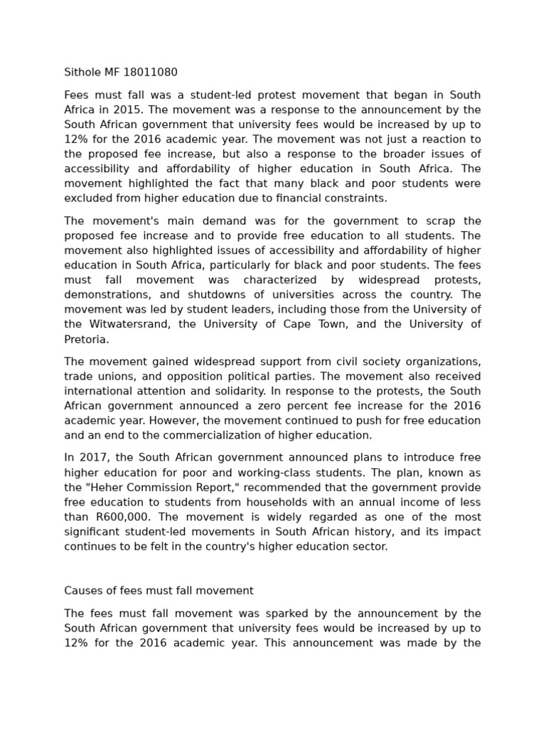 Overview of the Fees Must Fall Movement | PDF | Economic Inequality ...