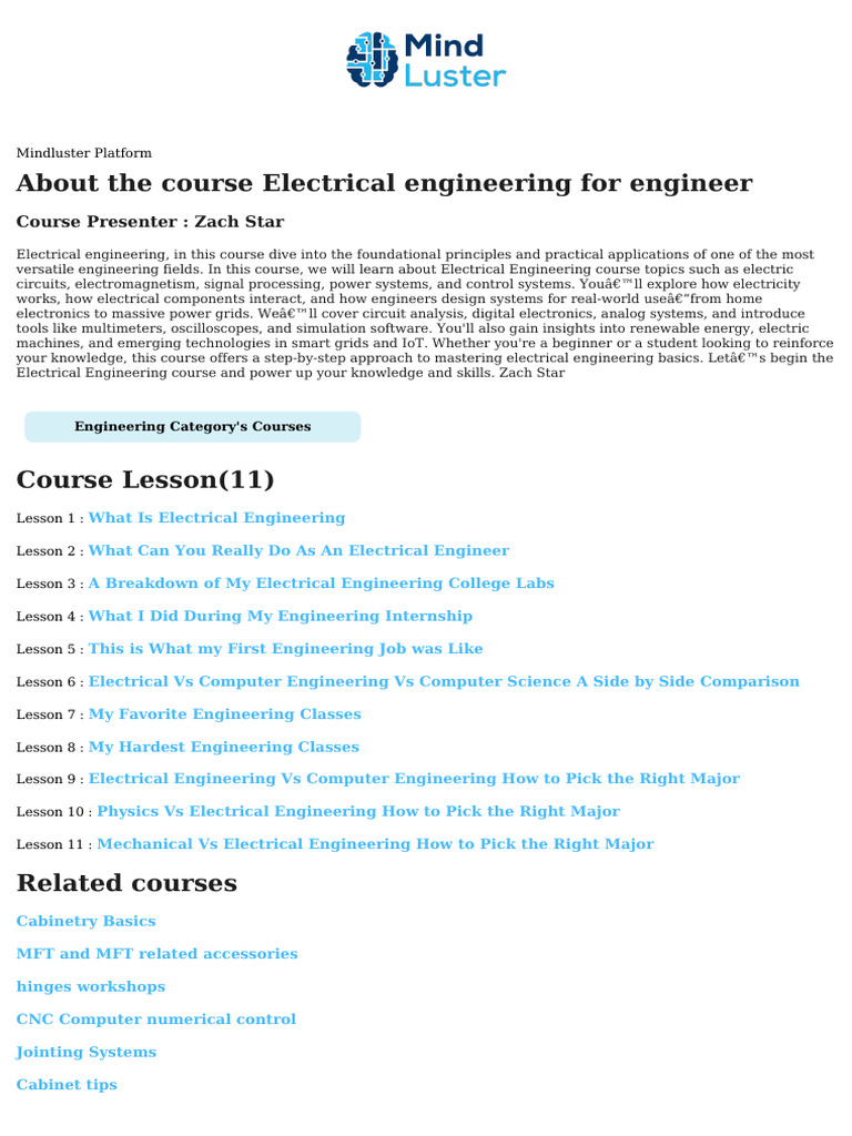 Electrical Engineering Course Overview | PDF