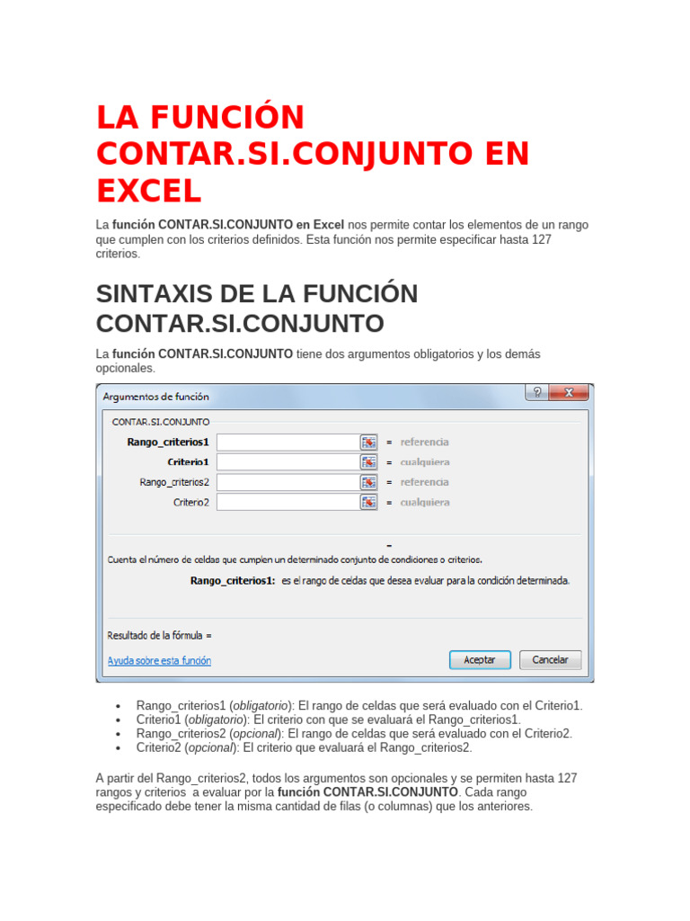 FUNCION_CONTAR.SI.CONJUNTO | PDF | Función (Matemáticas) | Microsoft Excel