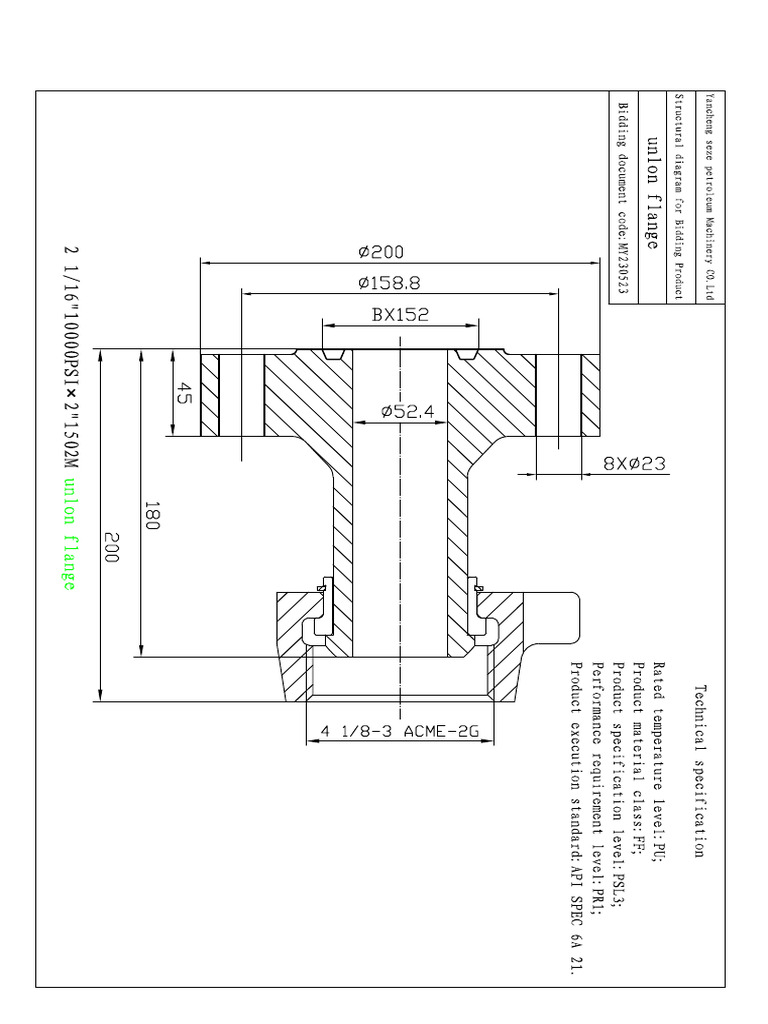 Drawing of Union Flange | PDF