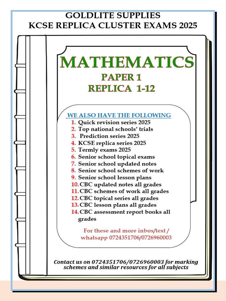Kcse Replica Math Pp1 2025 | PDF