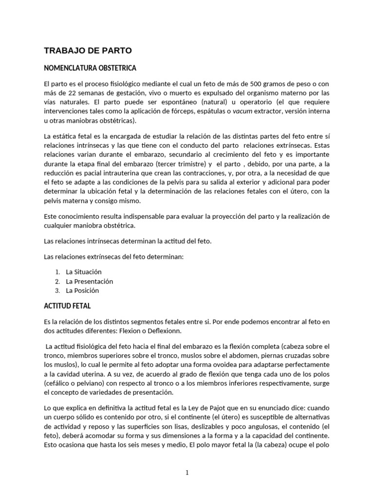 Trabajo de Parto Materno Fetal 2024 | PDF | Parto | Pelvis