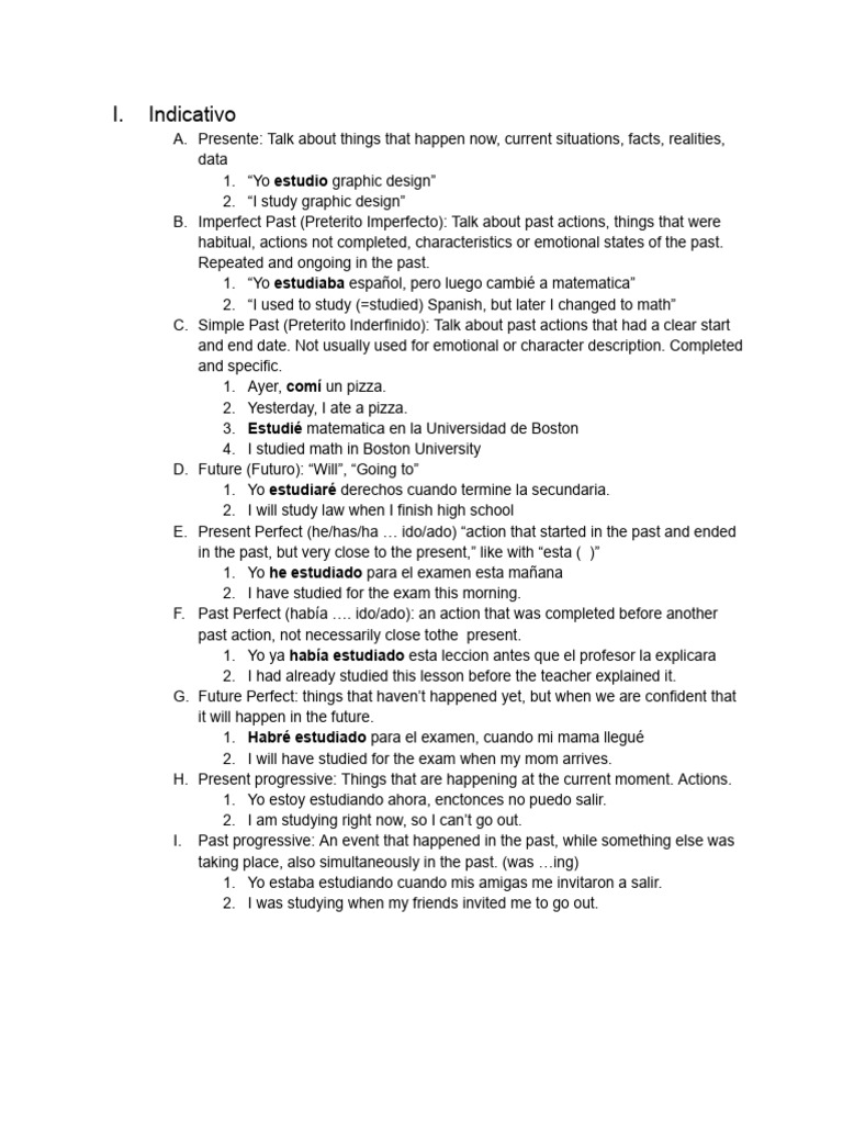 Spanish Verb Tenses Explained | PDF | Semantics | Linguistic Morphology