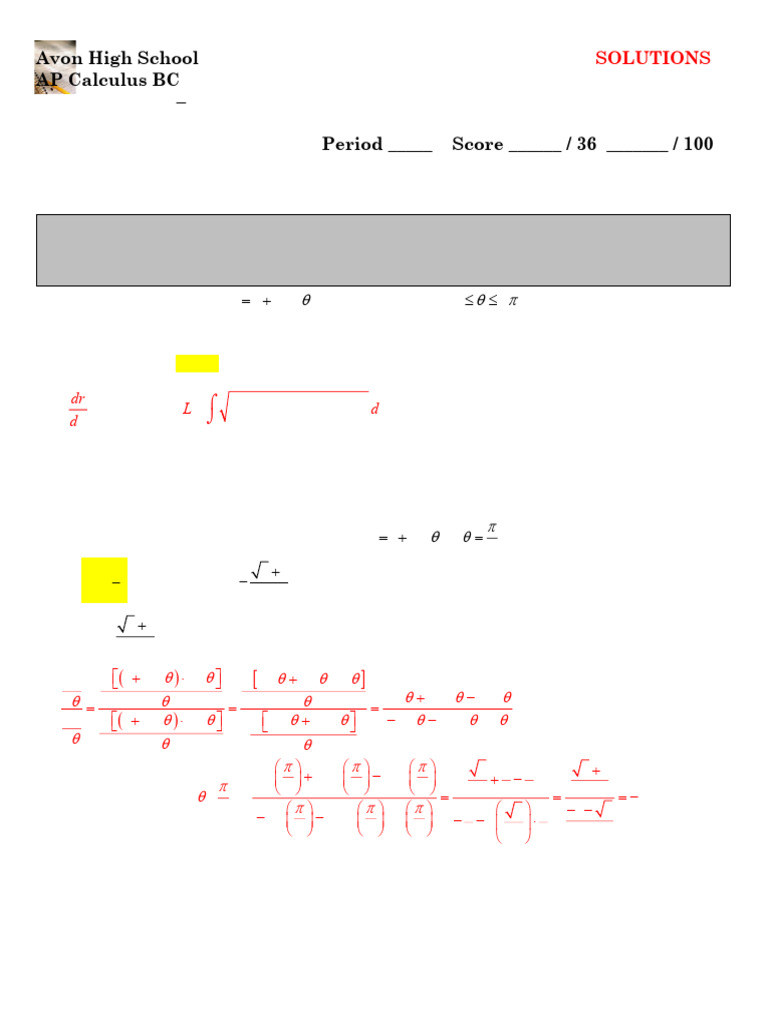 AP Calculus BC Polar Coordinates Exam | PDF | Tangent | Integral