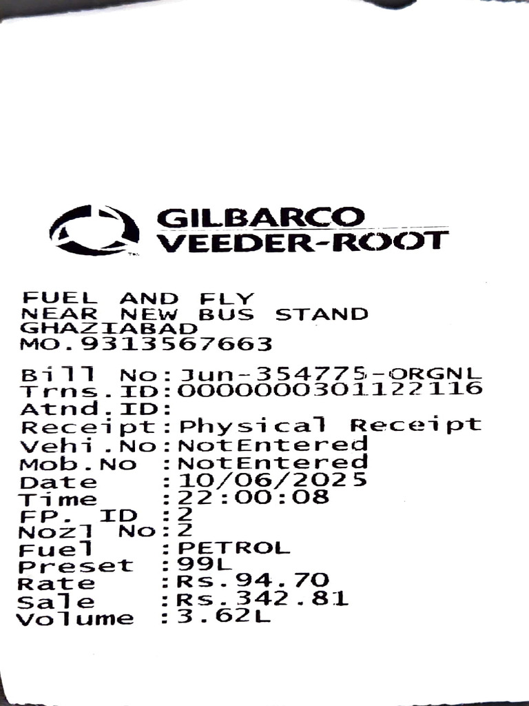 Fuel Recipt | PDF