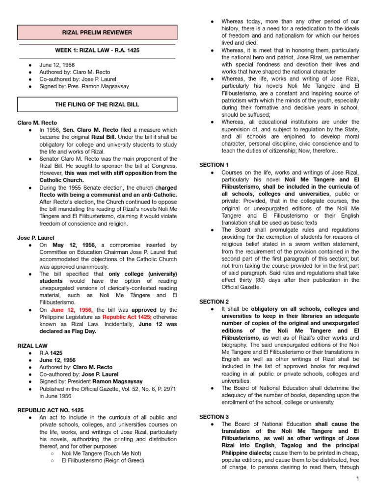 Rizal Lec Prelim | PDF