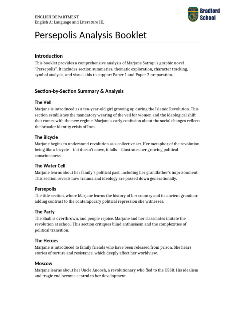 Comprehensive Persepolis Analysis Guide | PDF