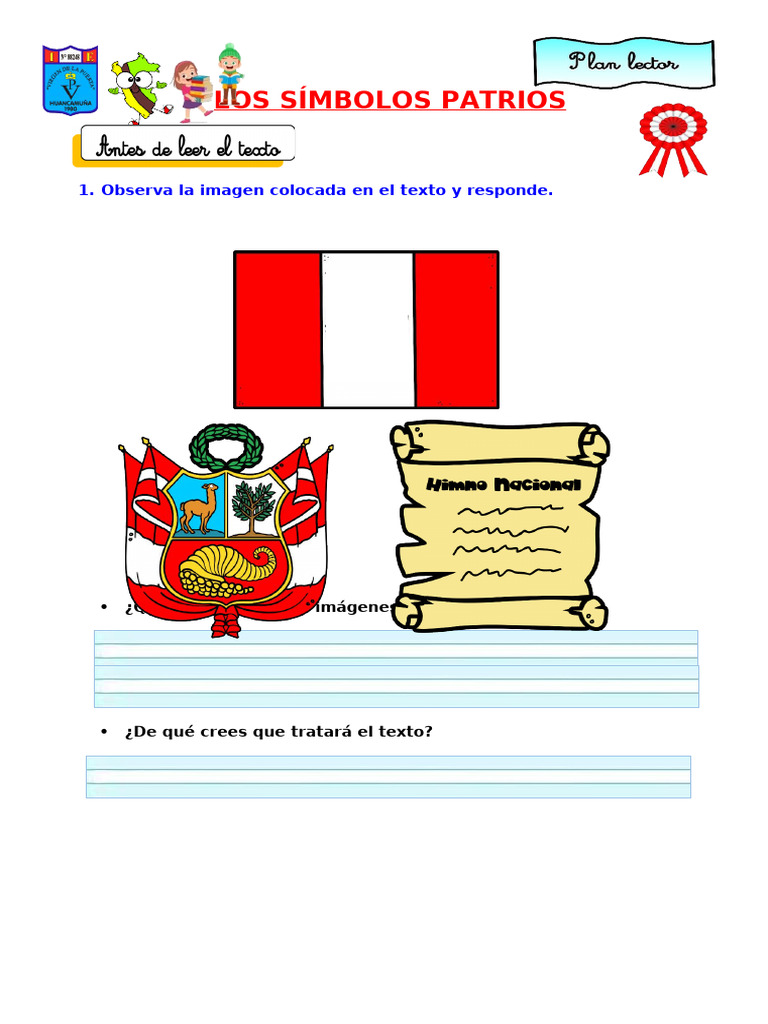 E5 s3 Ficha d4 Plan Lector Simbolos Patrios | PDF