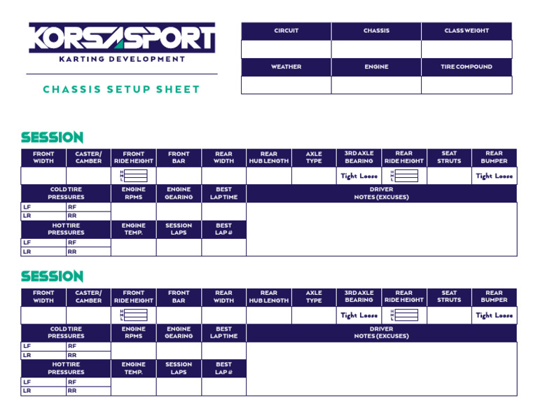 Chassis Setup Sheet | PDF