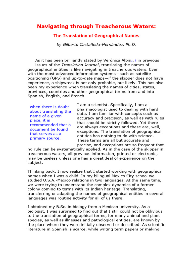 Navigating Through Treacherous Waters. Castañeda Hernández | PDF ...