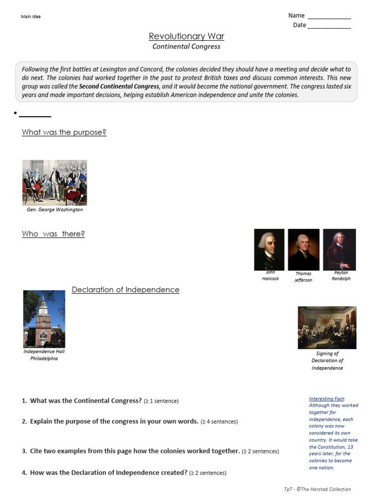 Declaration of Independence Worksheet | PDF | United States Declaration ...