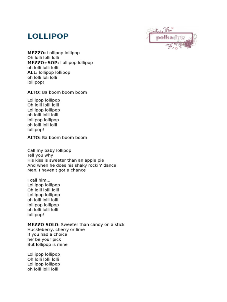 Lollipop Song Lyrics | PDF
