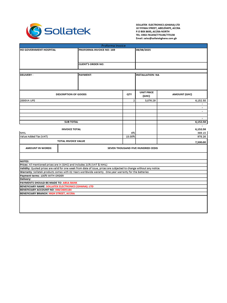 Quotation For 2000va Ups | PDF | Invoice | Money