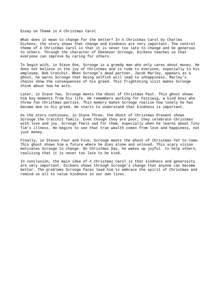 Essay On Theme in A Christmas Carol | PDF