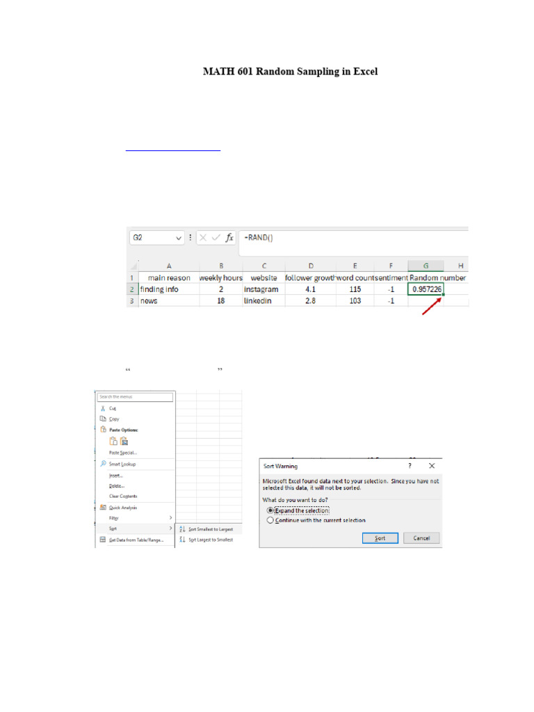 Tutorial-Random Sampling in Excel (3)-1 | PDF