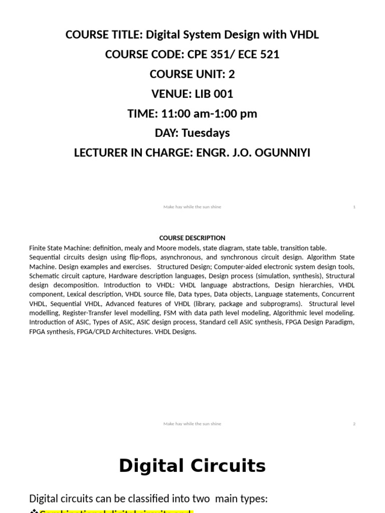 Lesson One Introduction To Sequential Logic Circuits | PDF | Vhdl | Electrical Circuits