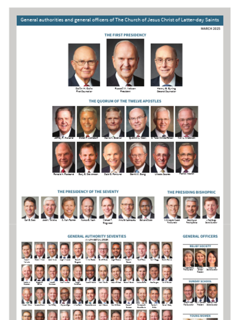 LDS General Authorities 2025 Overview | PDF | Church Organization ...