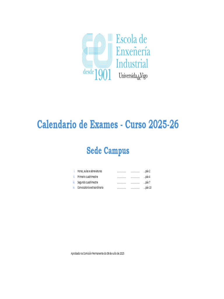 EEI Calendario Examenes CAMPUS 2025 26 | PDF
