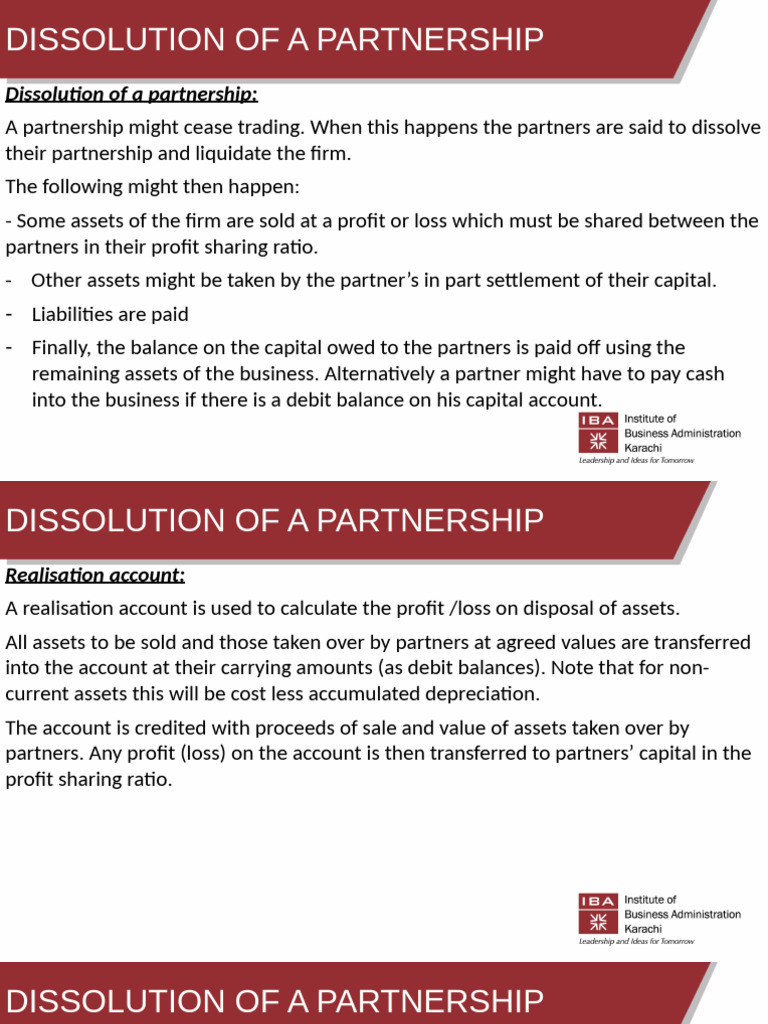 Partnership Dissolution Process Explained | PDF | Debits And Credits ...