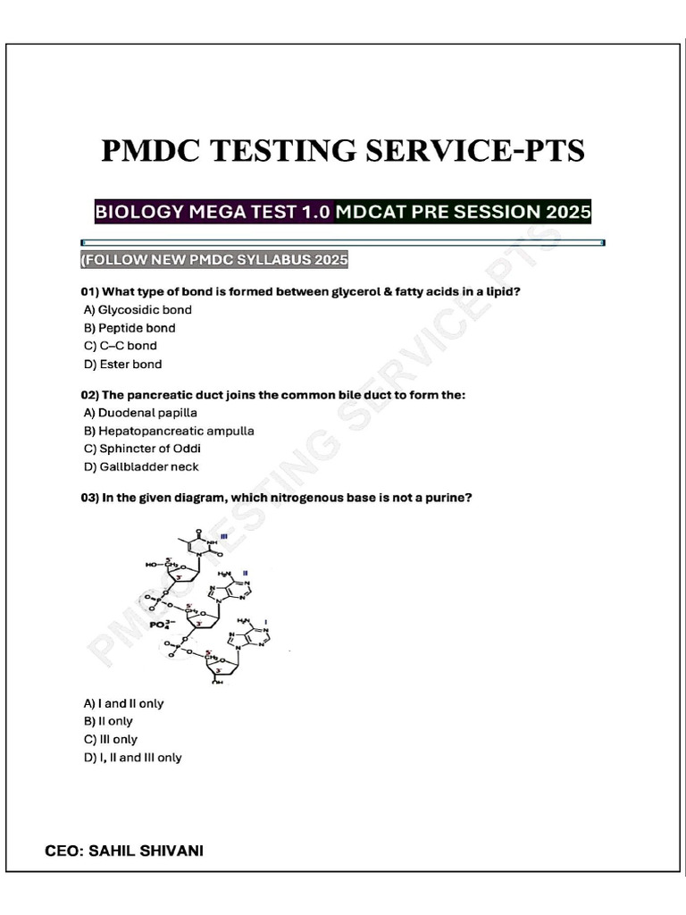 Biology Mega Test 1 | PDF