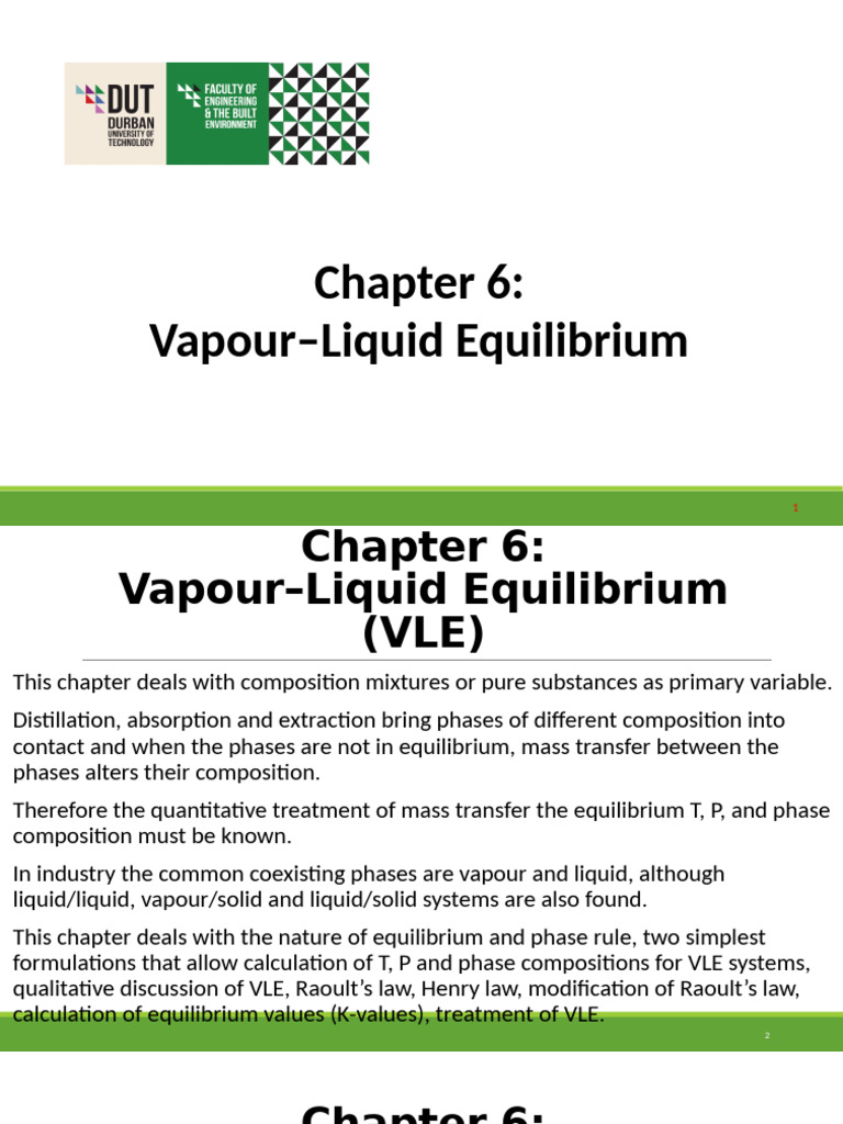 Vapour-Liquid Equilibrium Fundamentals | PDF | Vapor | Phase Rule