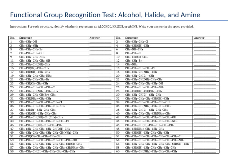 Functional Group Recognition Test | PDF