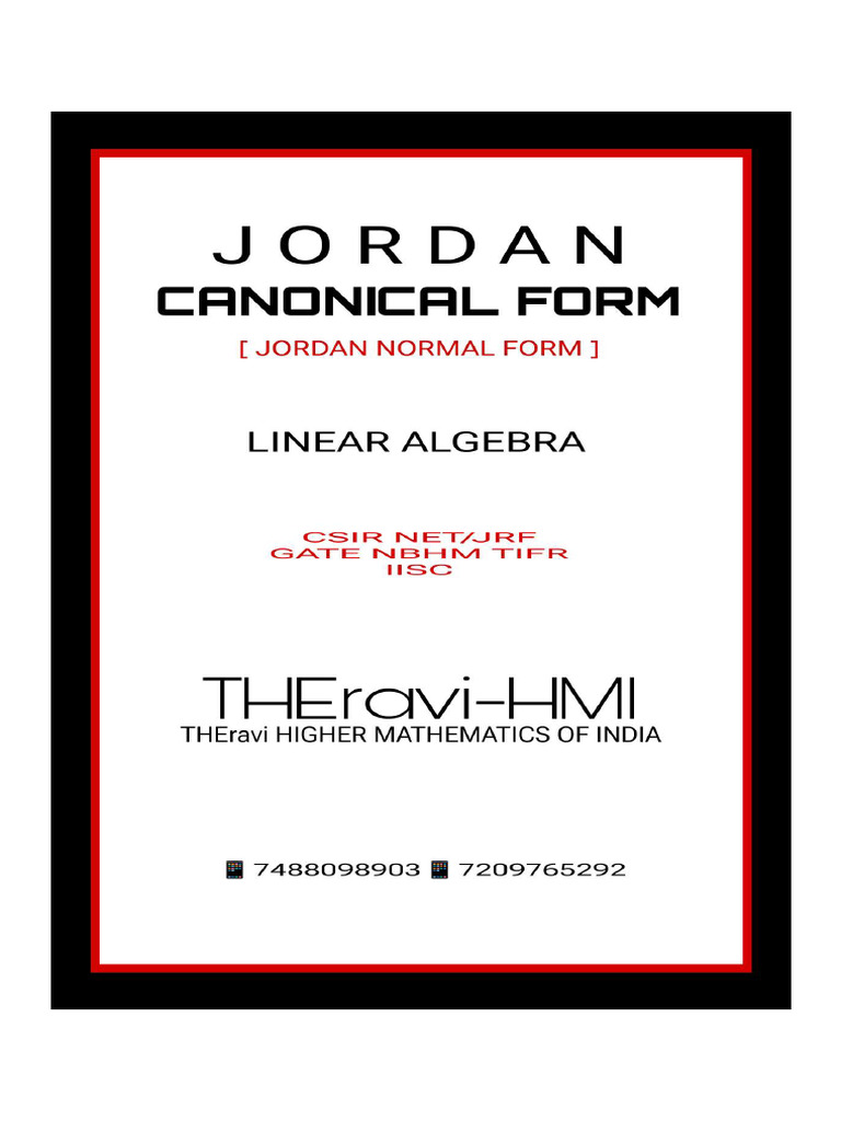 Jordan Canonical Formlinear Algebra | PDF