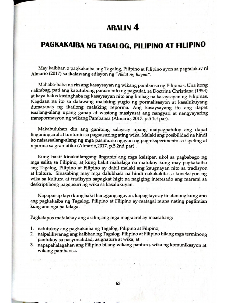 Aralin 4 Pagkakaiba NG Tag, Pil at Fil | PDF
