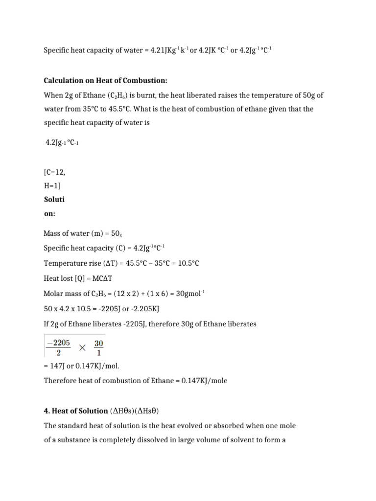 Specific Heat Capacity of Water | PDF | Enthalpy | Heat