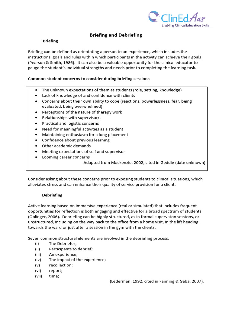 Fact Sheet Briefing and Debriefing | PDF | Learning | Social Psychology