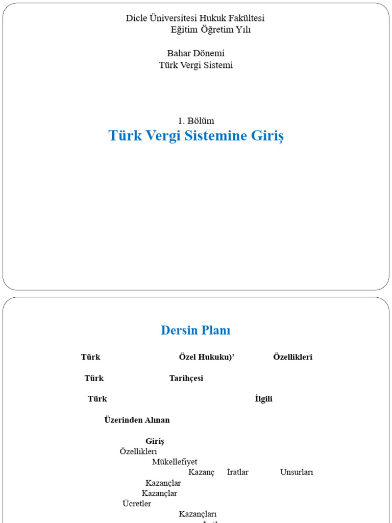 Vergi 2.dönem Slaytları Türk Vergi Sistemi | PDF