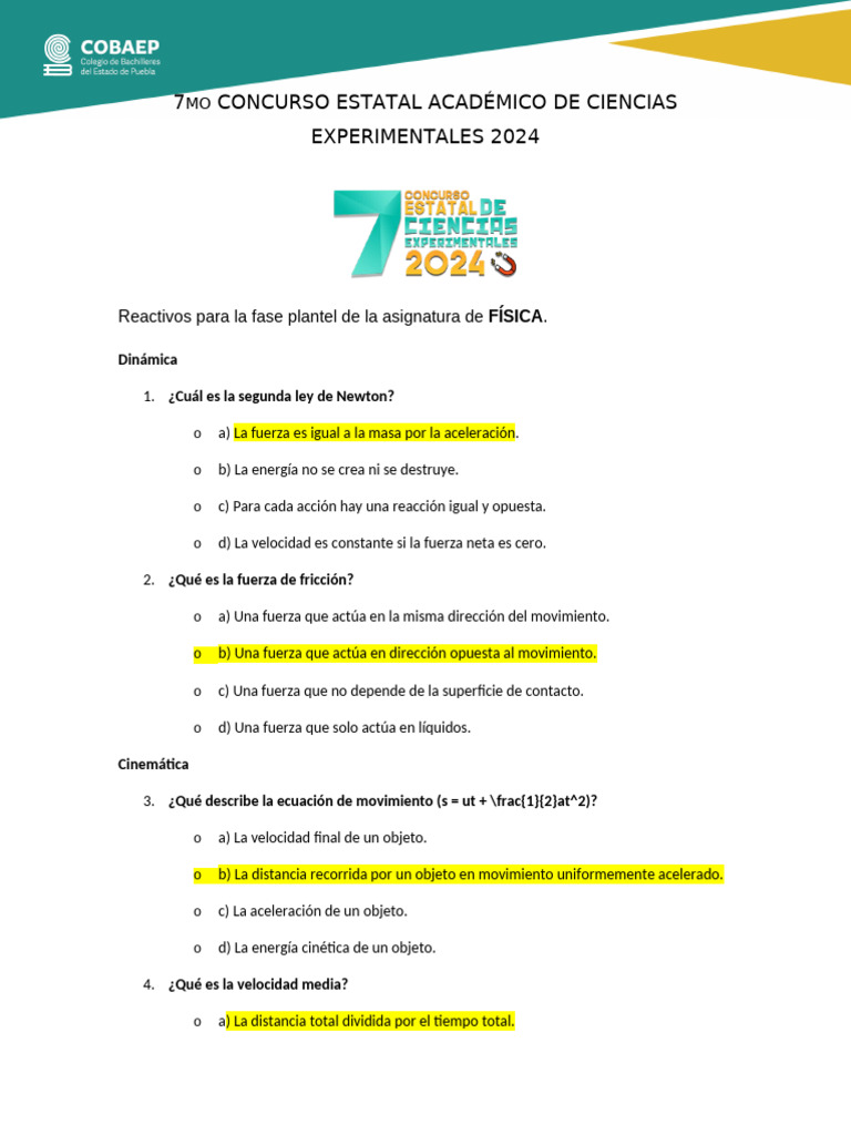 Examen - Formulario Fisica Revisado | PDF | Fuerza | Masa