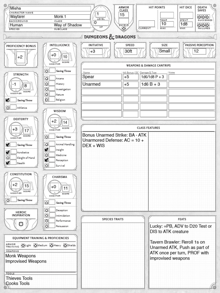 DND 2024 Character Sheet Fillable | PDF | Dungeons & Dragons | D20 System