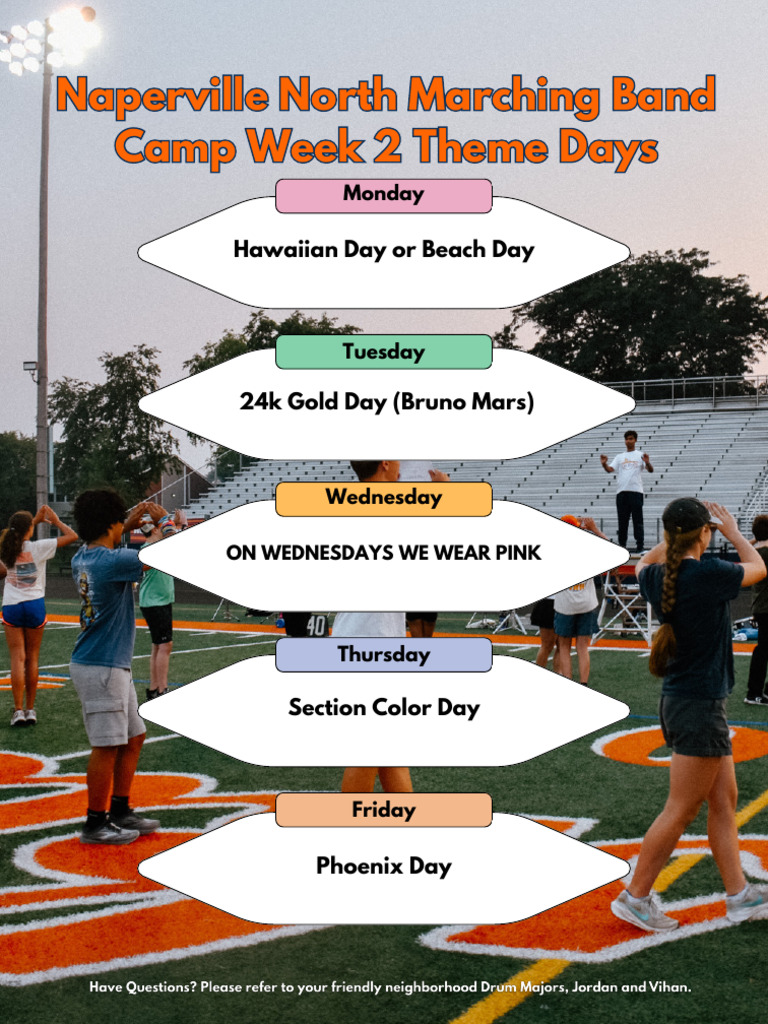 Band Camp Week 2 Theme Days Schedule | PDF | Performing Arts