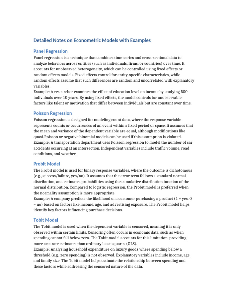 Econometric Models Explained with Examples | PDF | Regression Analysis ...