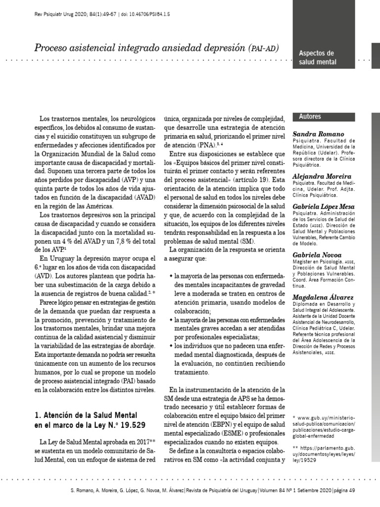 Proceso Asistencial en Salud Mental | PDF | Ansiedad | Depresión ...