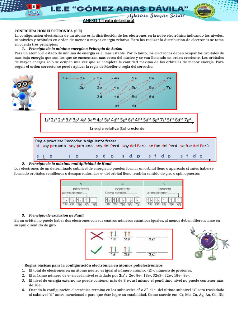 ANEXO 1 (Texto de Lectura) - CyT-2025 | PDF | Configuración electronica | Orbital atómico