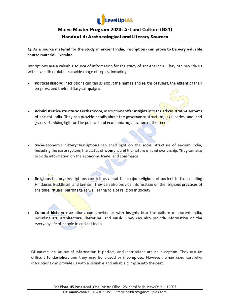 Handout 4 - Archaeological and Literary Sources | PDF | Bhakti Movement ...