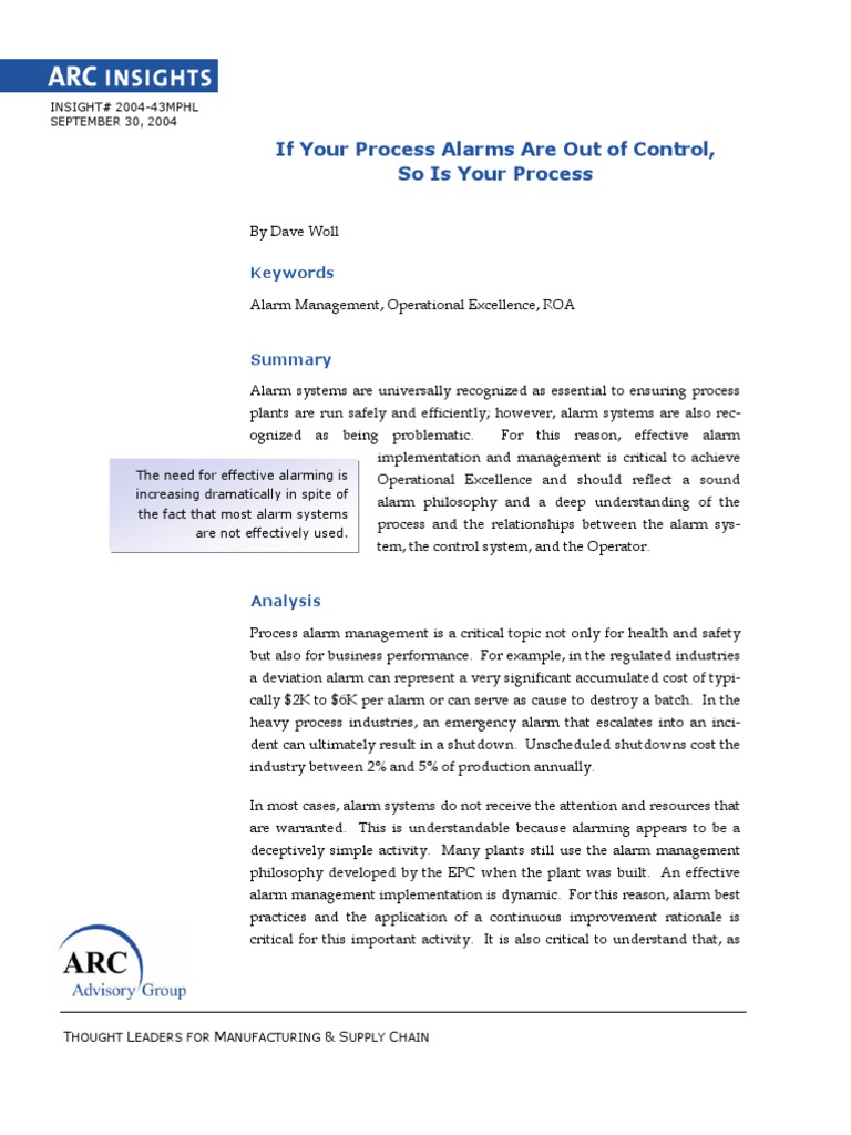 If Your Process Alarms Are Out of Control, So Is Your Process | PDF ...