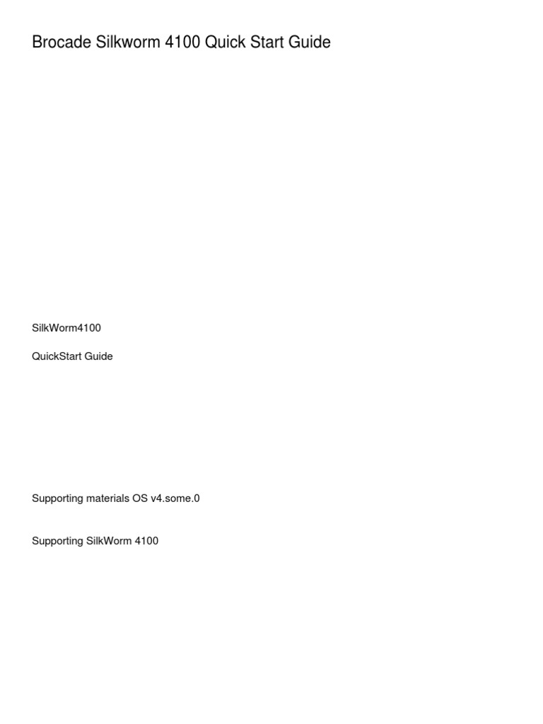 Brocade Silkworm 4100 Quick Start Guide | PDF | Computing | Computer Networking