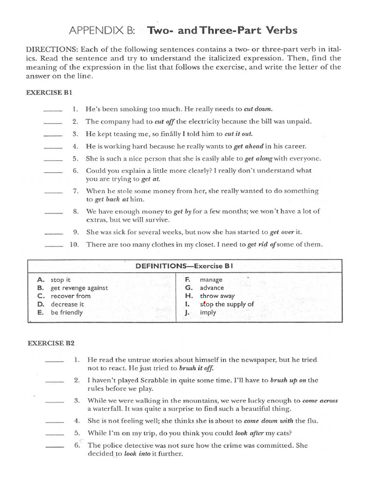 Appendix B - Phrasal Verbs | PDF